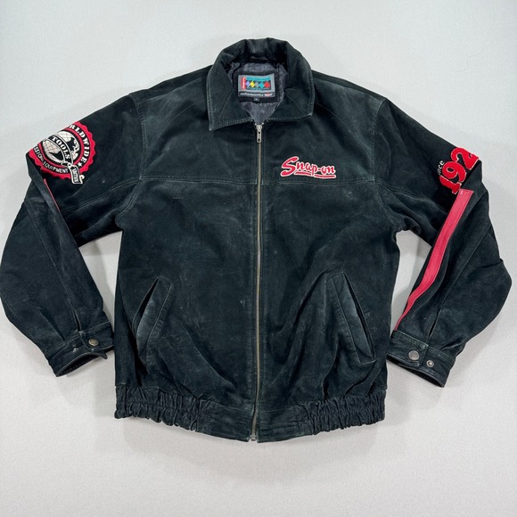 Snap On | Jackets & Coats | Snap On Tools Racing Jacket Black Suede ...